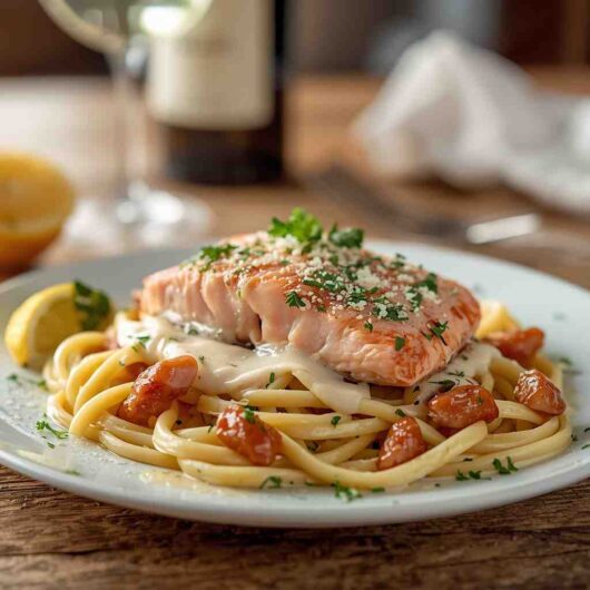 Lemon Butter Salmon Pasta - Cooking Kart