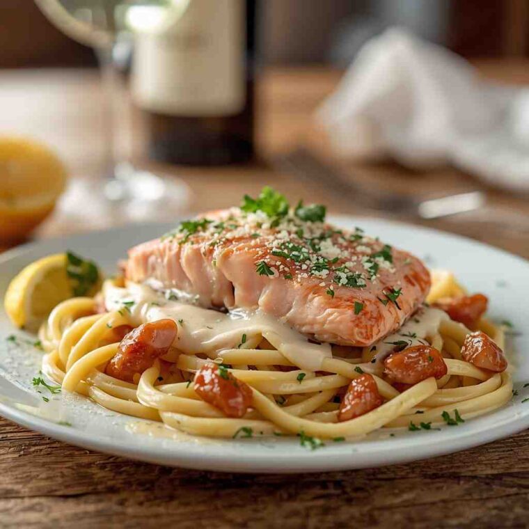 Lemon Butter Salmon Pasta - Cooking Kart